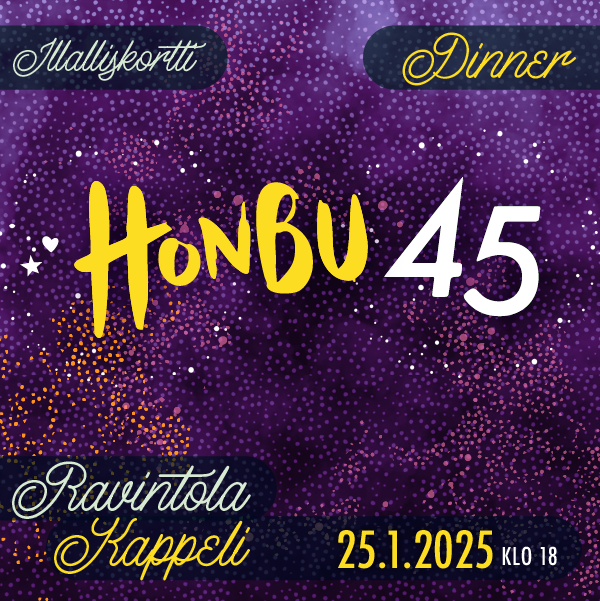Honbu 45 - illalliskortti (ilman juomia) / Dinner (no drinks ...